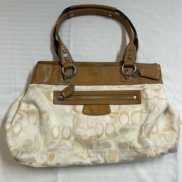 Coach | Bags | Cream And Brown Coach Meduim Purse | Poshmark